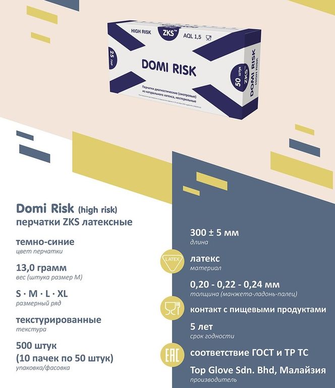 Перчатки латексные High Risk, цена в Барнауле от компании ИнТех